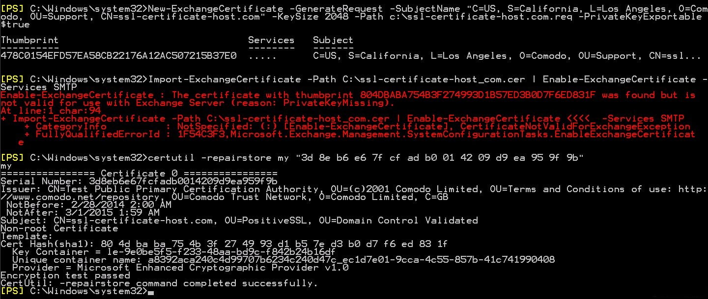 SSL Certificate Installation on Exchange 2007 (PowerShell) | 1Byte1Byte